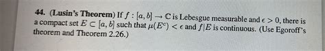 solved lusin s theorem ﻿if f [a b]→c ﻿is lebesgue