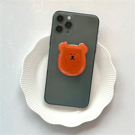 캐릭터 아크릴 에폭시 곰돌이 그립 톡 핸드폰거치대 고리링 팝톡