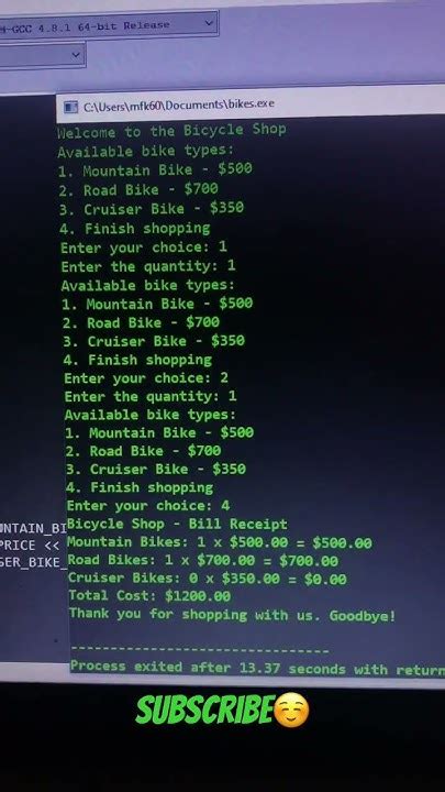 bike receipt ide dev c cppprogramming youtube