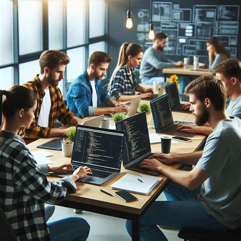 Developers In Modern Office Premium Ai Generated Image