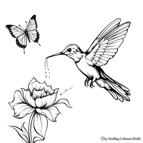 Coloring Pages Hummingbirds Flowers