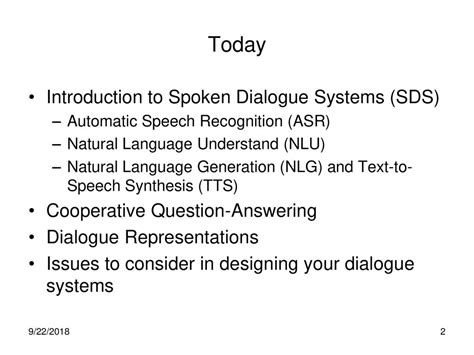Spoken Dialogue Systems Human And Machine Ppt Download