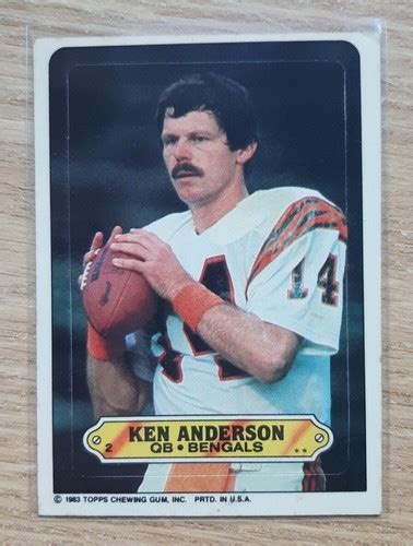 1983 Topps Football Stickers Ken Anderson 2 Cincinnati Bengals Ebay
