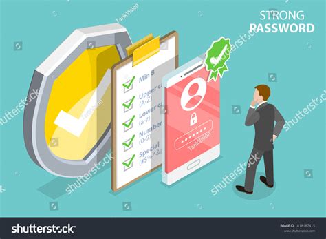Strong Password Minimal Requirements Least 8 Stock Vector Royalty Free 1818187415 Shutterstock