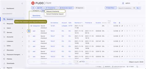 timestamping selected sessions — fudo pam 5 1 system documentation