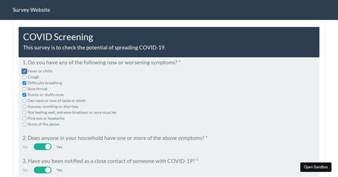 survey react examples codesandbox