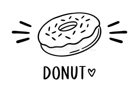 Donut Or Doughnut Doodle Hand Drawn Icon Outline Drawing Donut Or