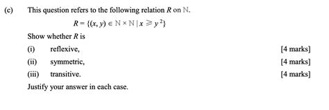 Solved This Question Refers To The Following Relation R On