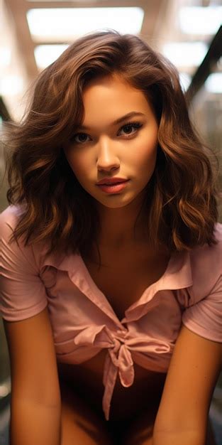 Premium AI Image Model In Pink Dress With Pink Shirt