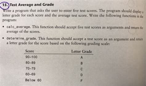 Solved Test Average And Grade Rite A Program That Asks Chegg