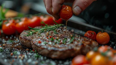 Juicy Bright Beef Steak Cooked By Professional Chefs With A Beautiful