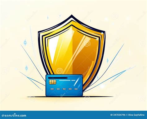 Golden Shield Protecting Credit Card Symbolizing Online Banking