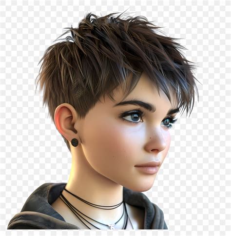 Choppy Very Short Pixie Haircuts Animated Girl With Short Hair Png