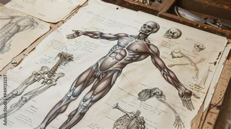 Vintage Anatomical Illustrations On Aged Paper Detailed Muscular