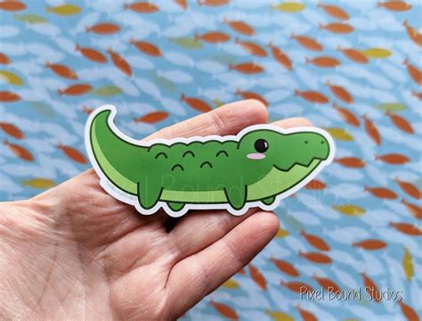 Chibi Cute Alligator Vinyl Sticker Etsy