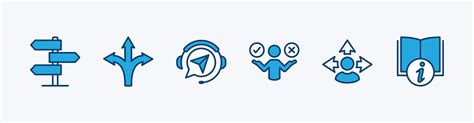 Guidance Icon Set Containing Traffic Direction Board Three Way Arrow Guide Service And Support