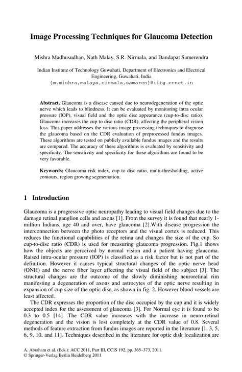 pdf image processing techniques for glaucoma detection