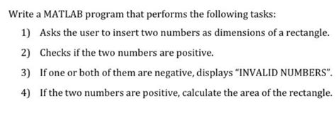 Solved Write A Matlab Program That Performs The Following