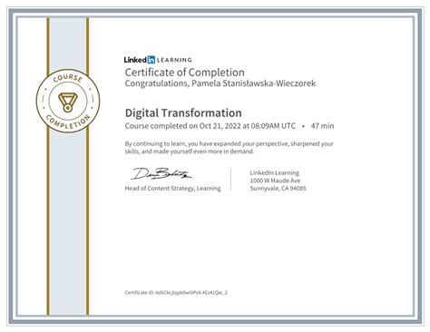 Pamela Stanisławska Wieczorek On Linkedin Certificate Of Completion