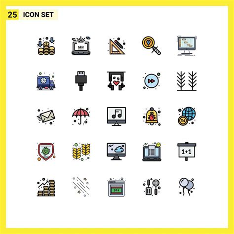 Universal Icon Symbols Group Of 25 Modern Filled Line Flat Colors Of