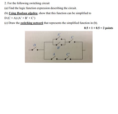 solved 2 for the following switching circuit a find the