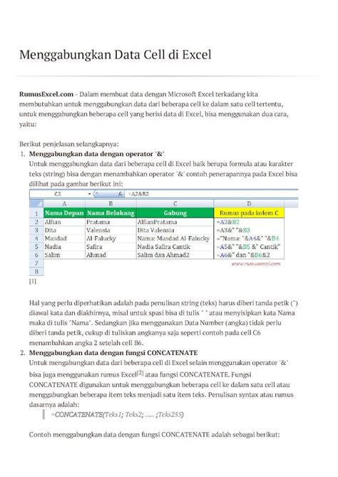 PDF Menggabungkan Data Cell Di Excel DOKUMEN TIPS