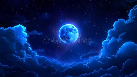 Blue Moon Night Sky With Clouds A Stunning Night Sky With A Glowing