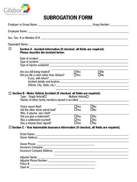 Fillable Online Subrogation Form Subrogation Fax Email Print Pdffiller