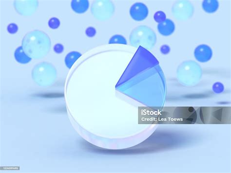 파란색 배경에 다른 크기의 부품이 있는 파란색 광색의 3d 렌더링 원형 차트입니다 개발 에너지 절감 또는 혁신의 일러스트레이션 보고서 및 원형 차트의 시각화 원형 차트에