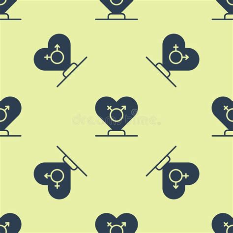 Blue Gender Icon Isolated Seamless Pattern On Yellow Background
