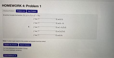Solved 6 Points Consider The Function F X Y X2y Y3−75y