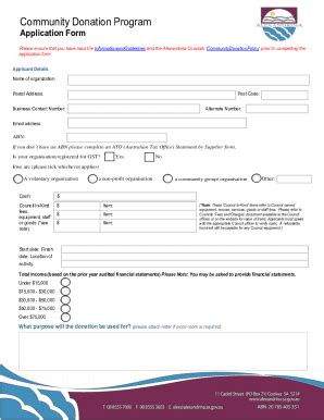 Fillable Online Community Donation Program Application Form Fax Email