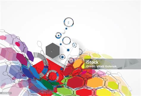 추상 기술 배경 미래 기술 인터페이스 기하학적 모양이 많은 벡터 그림입니다 개념에 대한 스톡 벡터 아트 및 기타 이미지 개념 과학 광학 작용 Istock