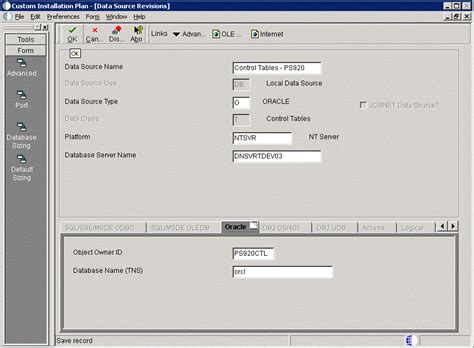 Setting Up The Data Source For Control Tables