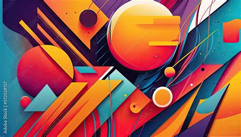Designer Background With Overlapping Shapes And Vibrant Color Palette