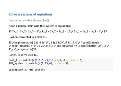 R Matrix Math Quick Reference Ppt