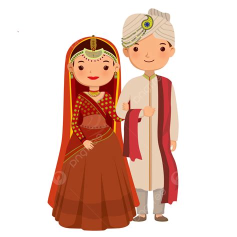 Indian Wedding Couple Bride And Groom Doodle Art Vector Couple Drawing