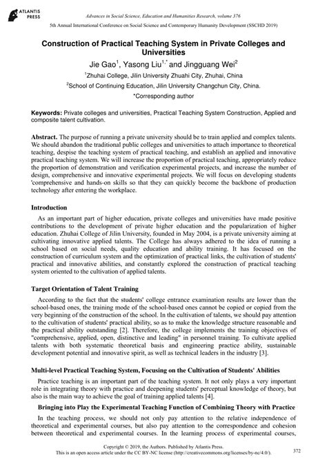 Pdf Construction Of Practical Teaching System In Private Colleges And Universities