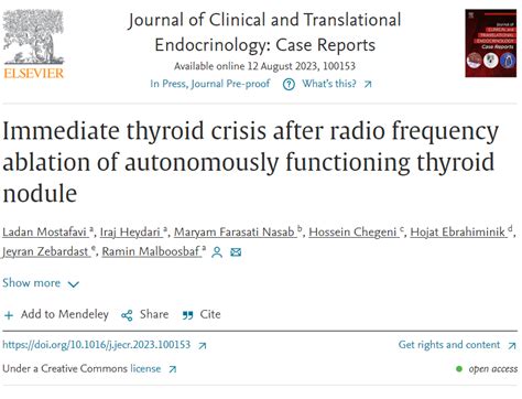 Immediate Thyroid Crisis After Radio Frequency Ablation Of Autonomously Functioning Thyroid
