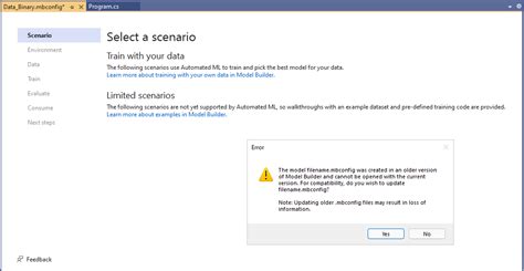 Error When Opening New Model Builder · Issue 1970 · Dotnetmachinelearning Modelbuilder · Github