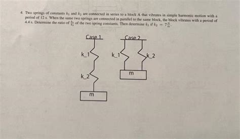 Solved 4 Two Springs Of Constants K1 And K2 Are Connected