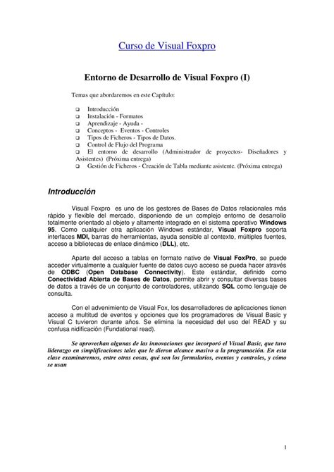 Pdf De Programación Curso De Visual Foxpro