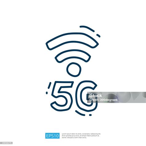 이 이미지는 5g의 양식화된 표현과 그 위에 무선 신호 아이콘이 있어 고급 모바일 네트워크 기술을 상징합니다 5g에 대한 스톡 벡터 아트 및 기타 이미지 Istock