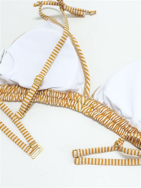 Badu Bg Plavky Секси комплект бикини с колан с висока талия 2022 г Бански костюм с жълти ивици