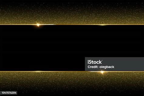 골든 반짝이 고 검은색에 빛나는 황금 프레임 벡터 수평 럭셔리 배경입니다 금 금속에 대한 스톡 벡터 아트 및 기타 이미지 금 금속 프레임 금색 Istock
