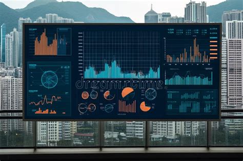 Dynamic Data Visualization Against A Stunning Urban Skyline Backdrop Generative Ai Stock
