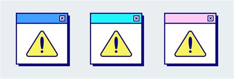 Warning Pop Up Window Template In Retro Design Style Warning Notification Messages