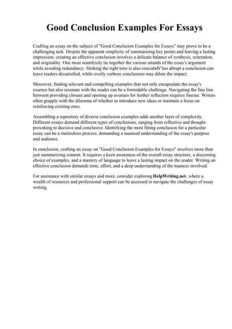 In Conclusion Essay Pdf