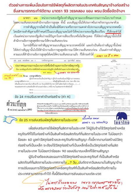 ตัวอย่างการกำหนดเพิ่มในสัญญาจ้างก่อสร้าง ให้ผู้รับจ้างใช้พัสดุที่ผลิตภายในประเทศ Yotathai