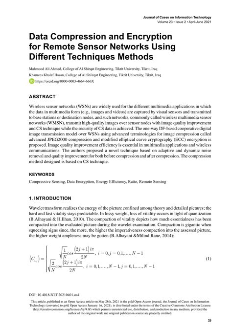 Pdf Data Compression And Encryption For Remote Sensor Networks Using Different Techniques Methods